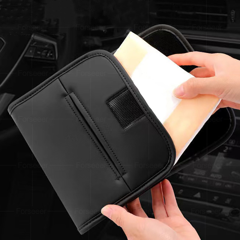 Jual Portable Leather Car Tissue Box Sun Visor Tissue Hang Bag For ...