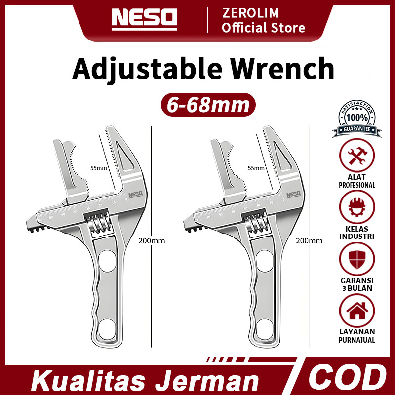 Jual NESO JERMAN Adjustable Wrench Kunci Pas Universal 6-68mm Kunci ...
