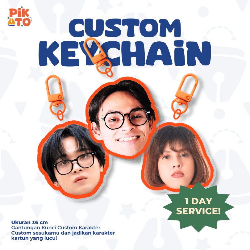 Jual PIKATO Gantungan Kunci Free Custom Wajah Keychain Premium UV print ...