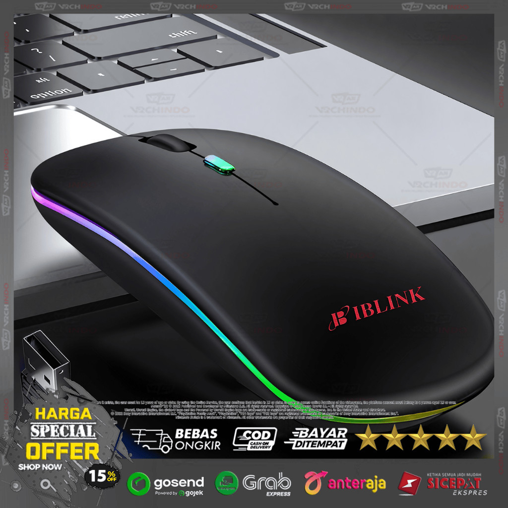 Jual Mouse Wireless RGB iBlink Warna Random Desain Modern Ringan Nyaman ...