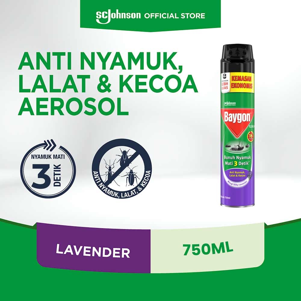 Jual BAYGON INSEKTISIDA SPRAY SILKY LAVENDER 750mL | Shopee Indonesia