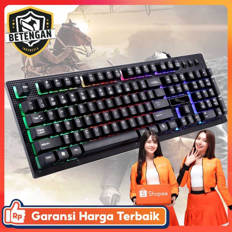 Jual Leopard Gaming Keyboard LED RGB Mechanical Feel USB Wired 104 Keys ...