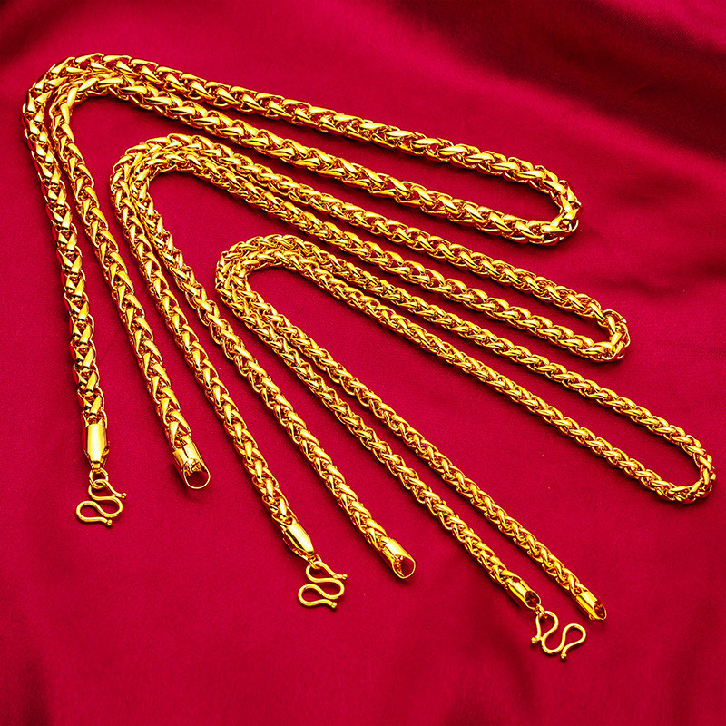 Jual 24K Gold 9999 Cuban Link Chain For Men, Thick Solid Rope Necklace ...