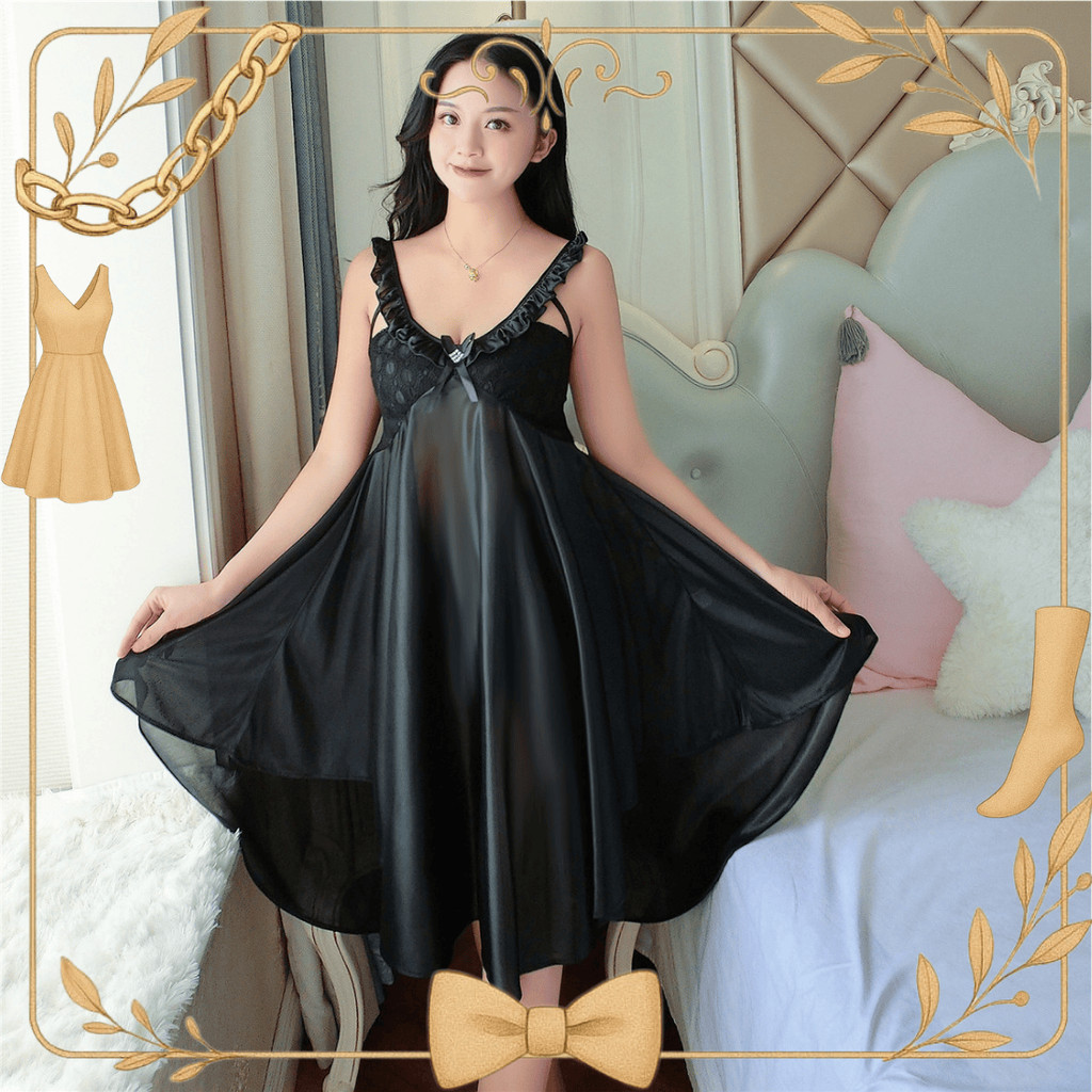 Jual (Gudang Lingerie) Lingerie Tidur Daster Satin Brokat Model Korea ...
