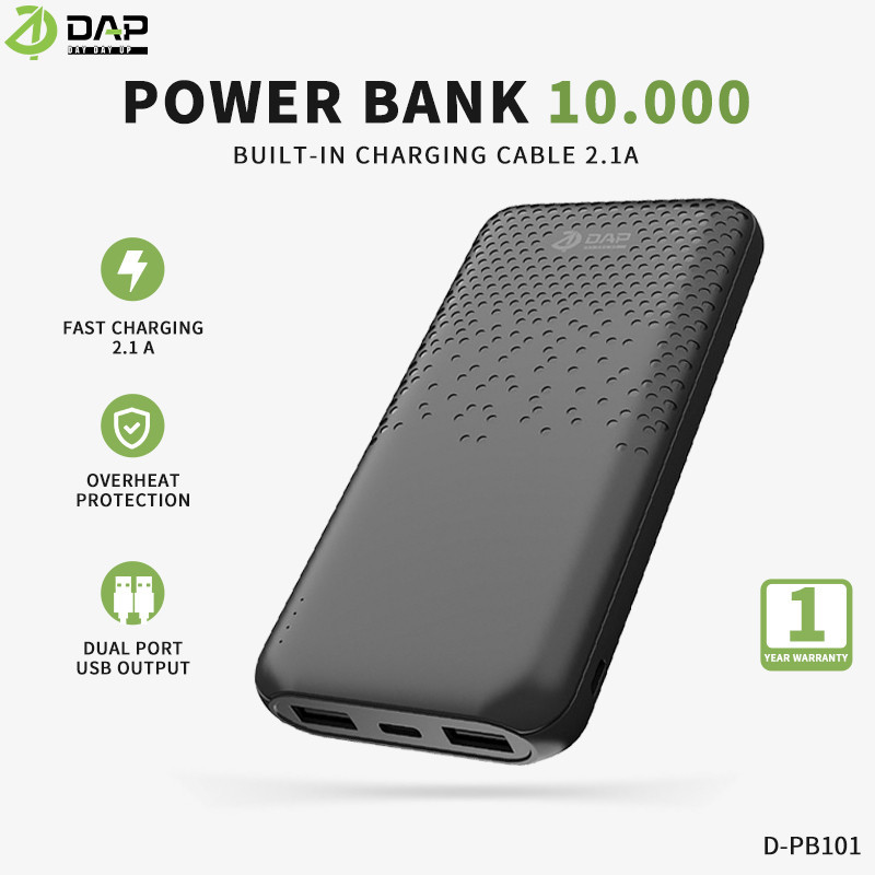 Jual DAP PowerBank 10.000mAh 2.1A Dual Input Port Type C & Micro USB D ...