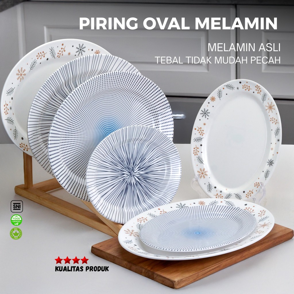Jual Piring Oval Motif Melamin Asli Tebal 9/12 inch Piring Saji Piring ...