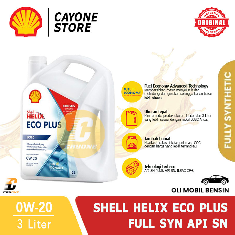 Jual SHELL Oli Mobil Helix Eco Plus Full Synthetic 0W-20 API SN 3 L ...