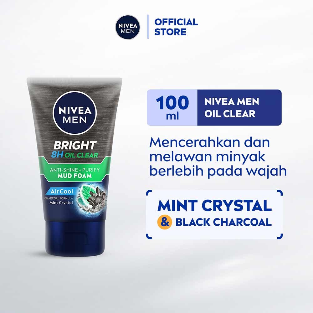 Jual NIVEA MUD FOAM MEN BRIGHT OIL CLEAR A.-SHINE+PURIFY 100mL | Shopee ...