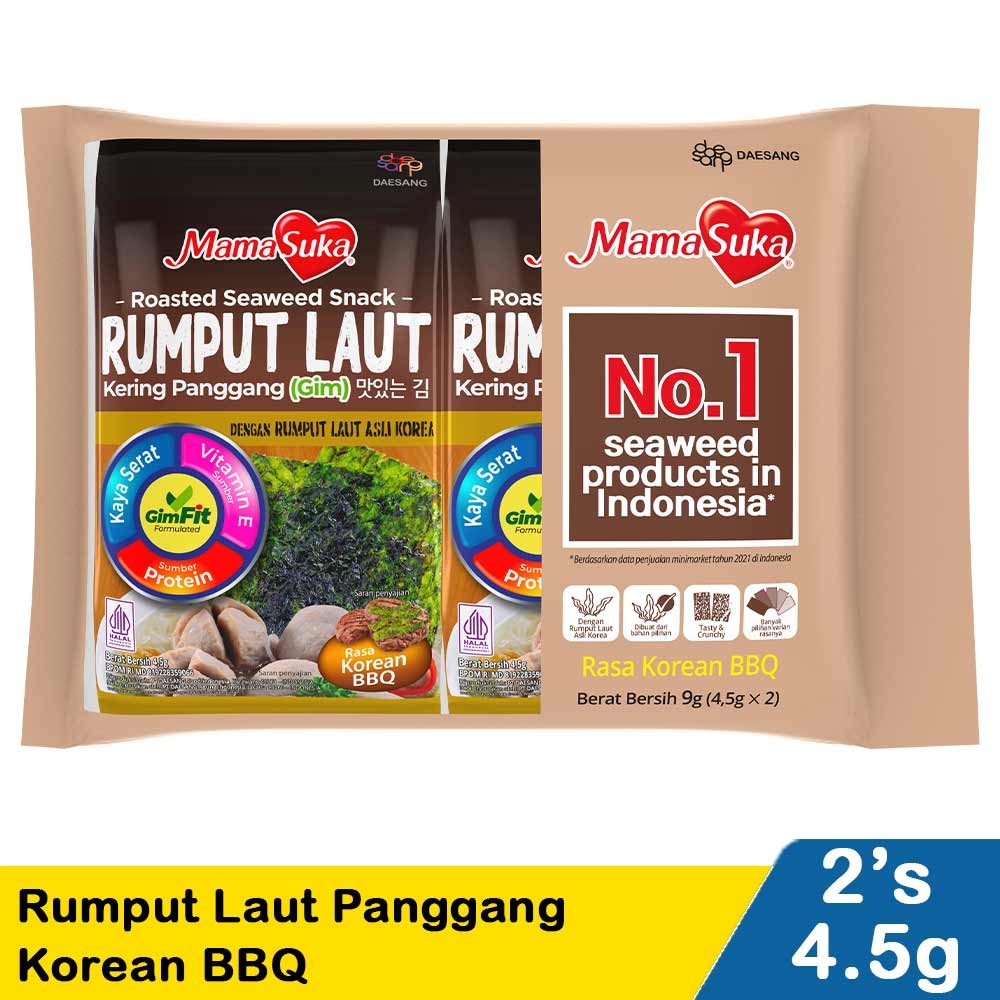 Jual MAMASUKA RUMPUT LAUT PANGGANG (NORI) BBQ 2x4.5g | Shopee Indonesia