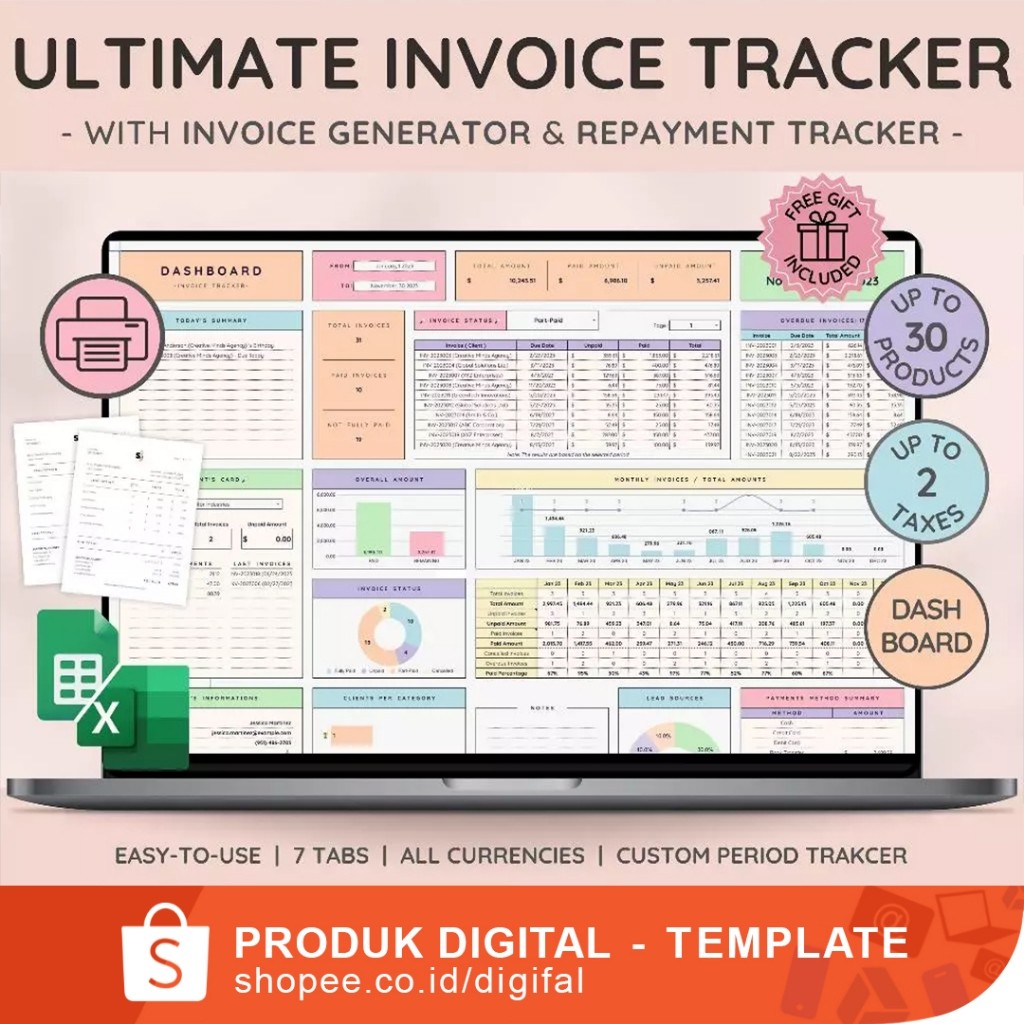 Jual Invoice Tracker & Payment Manager with Invoice Generator , Invoice, Client Payments and ...