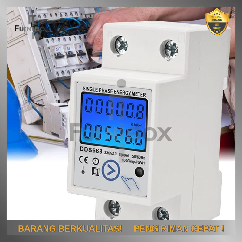 Jual MCB Meteran Listrik Digital LCD Din Rail kWh Meter Single Phase ...
