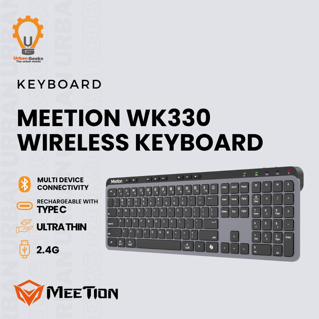 Jual Keyboard Wireless Ultra Tipis WK330 Dual Mode, Desain Ergonomis ...