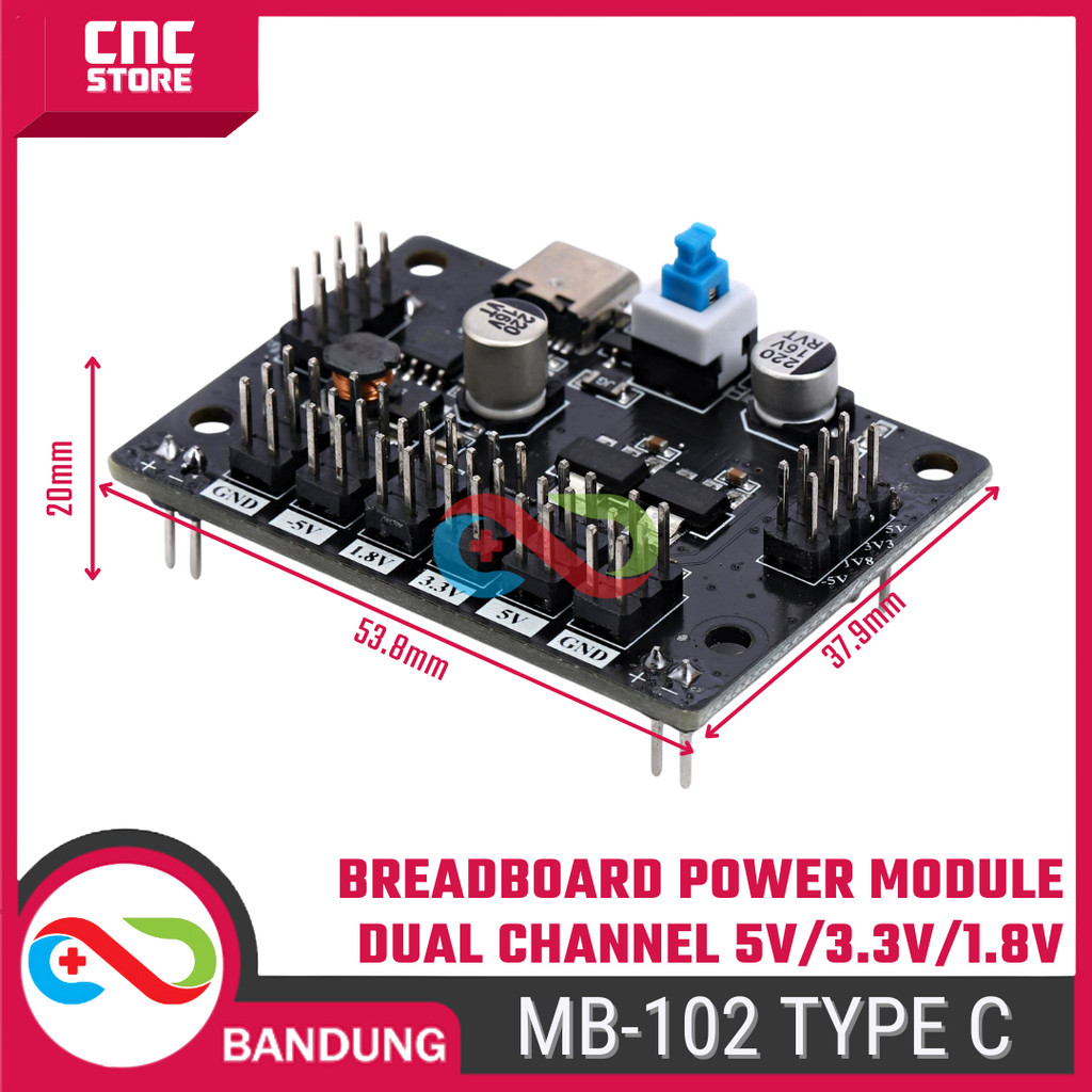 Jual MB-102 Power Board Dual Channel | Breadboard Power SUpply Module ...
