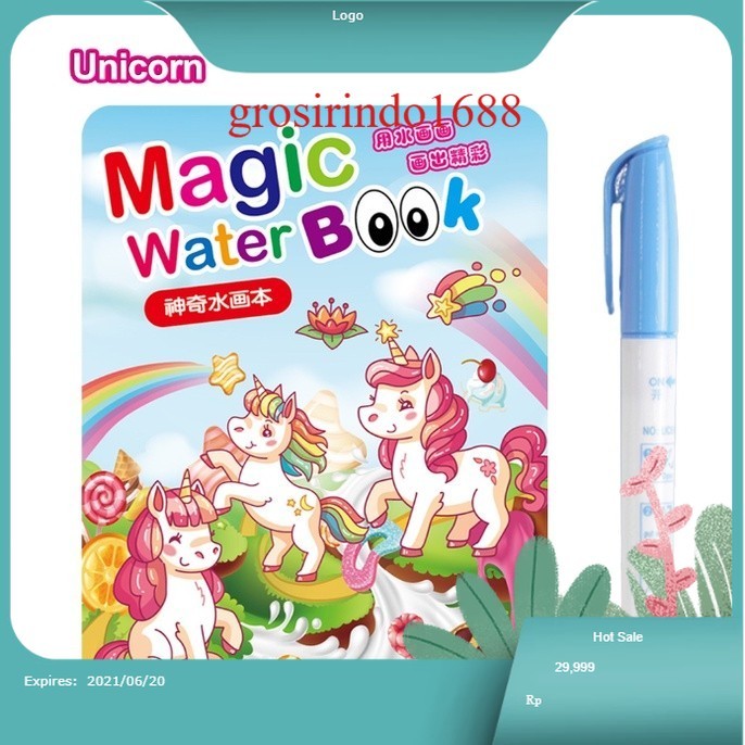 Jual Buku Gambar Magic Water Book / Buku Mewarnai / Buku Mewarnai Ajaib ...