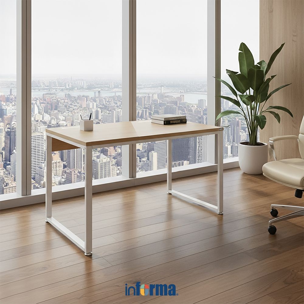 Jual Informa Lexee I I Meja Kantor - Cokelat Oak/Putih Office Table ...