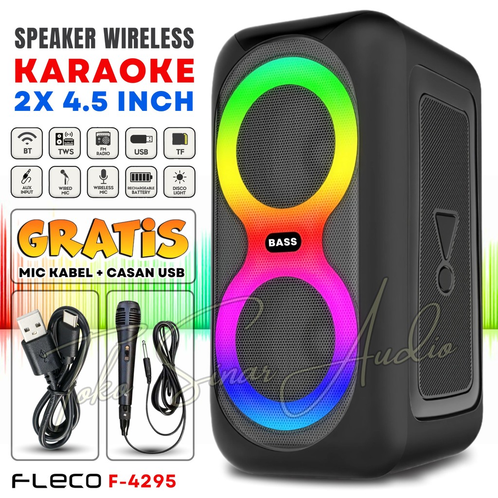 Jual SERBA COD Salon bluetooth full bass komplit Fleco F-4295 karaoke ...