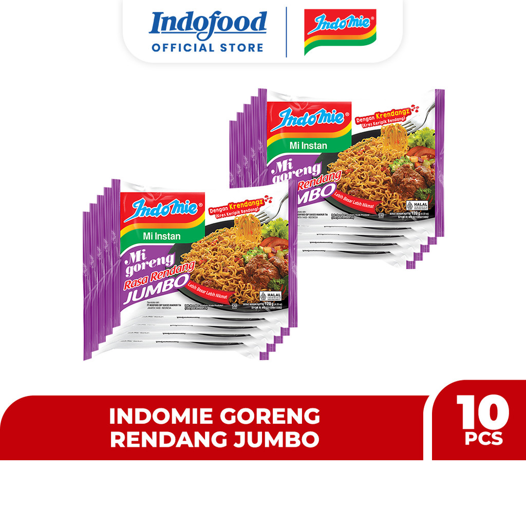 Jual 10 PCS - Indomie Goreng Rendang Jumbo 120 Gr | Shopee Indonesia