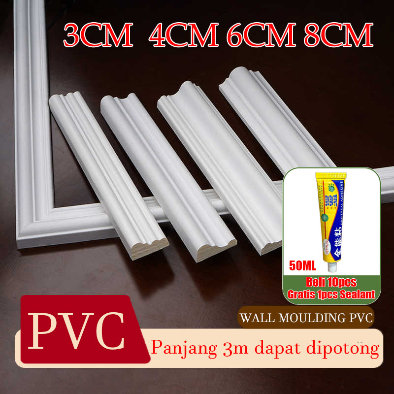Jual List Plafon 3Meter Wall Moulding PVC Premium Molding Dinding Anti ...