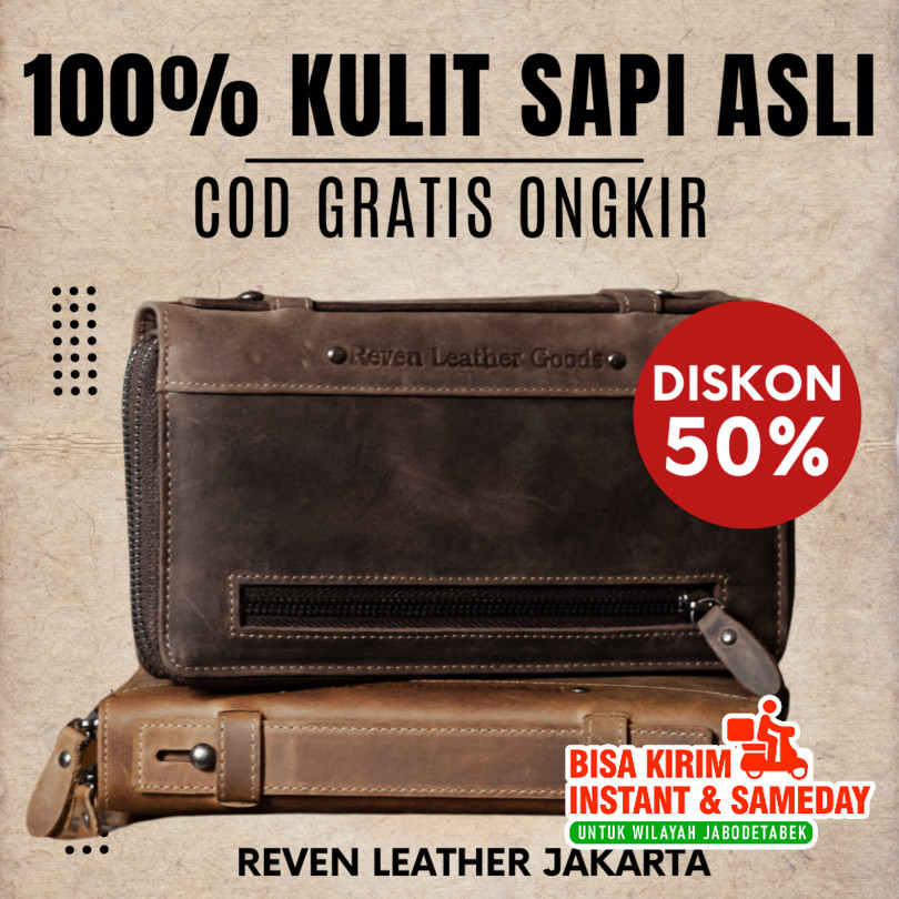 Jual Reven Leather Jakarta - Benicio Handbag Clutch Pria Kulit Sapi ...