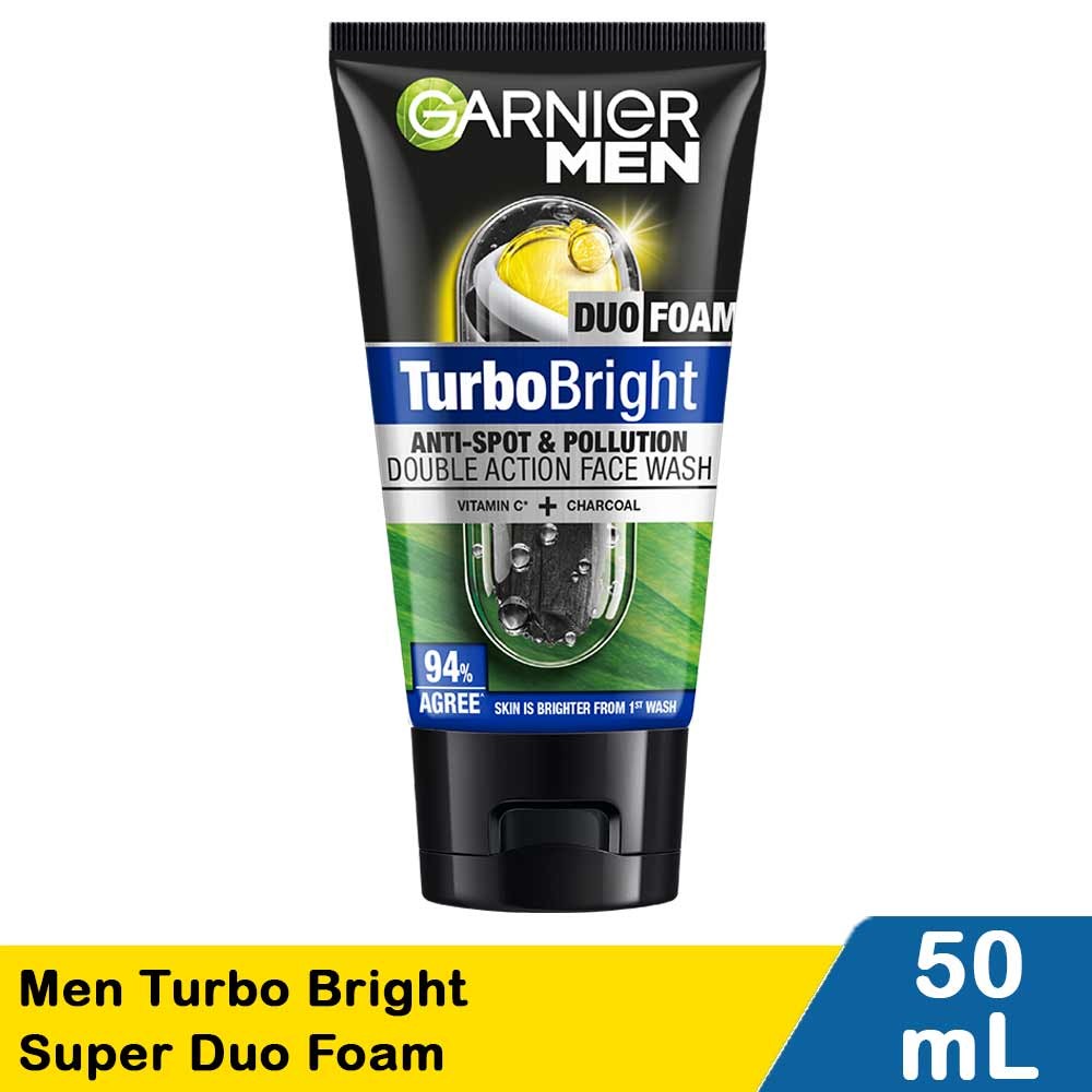 Jual GARNIER MEN TURBO BRIGHT SUPER DUO FOAM 50mL | Shopee Indonesia
