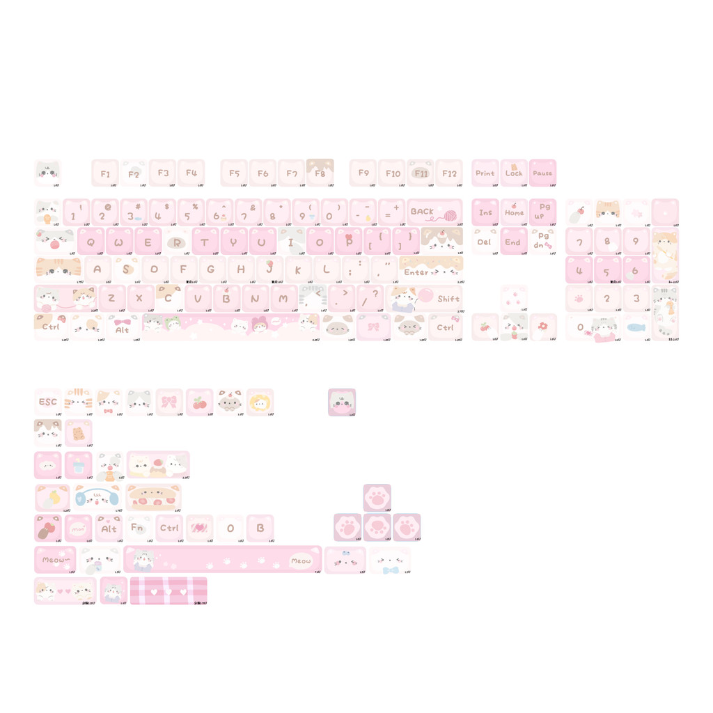 Jual KiiBOOM x Maorbeng Meow Meow Squad Keycaps 141 Keys PBT MAO ...