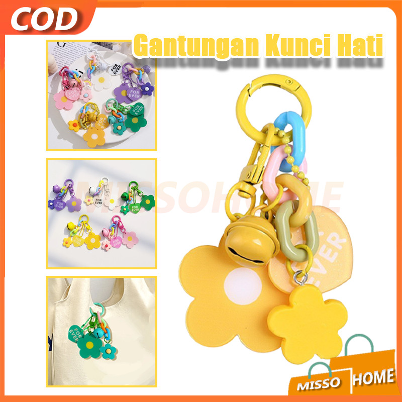 Jual Gantungan Tas Bunga Rantai Love Key/Gantungan kunci warna lucu ...