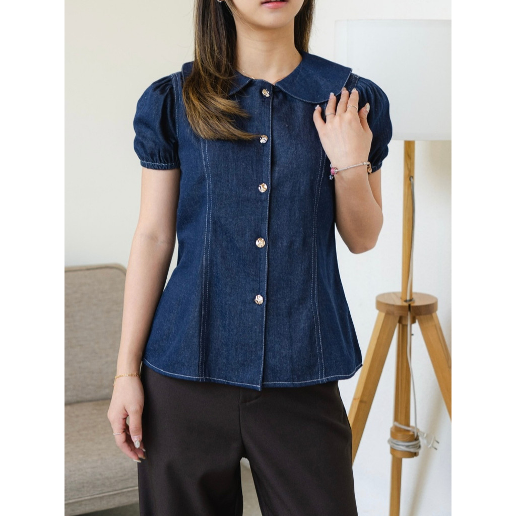 Jual FICIEKUNZEX ASOKA Lumora Top 2570 - Contrast Stitch Denim Shirt ...