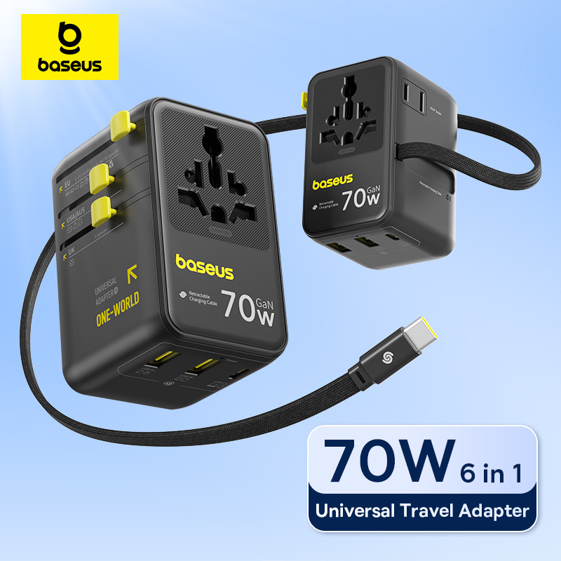 Jual Baseus GaN arger Universal Travel Adapter Built in 70W Retractable ...