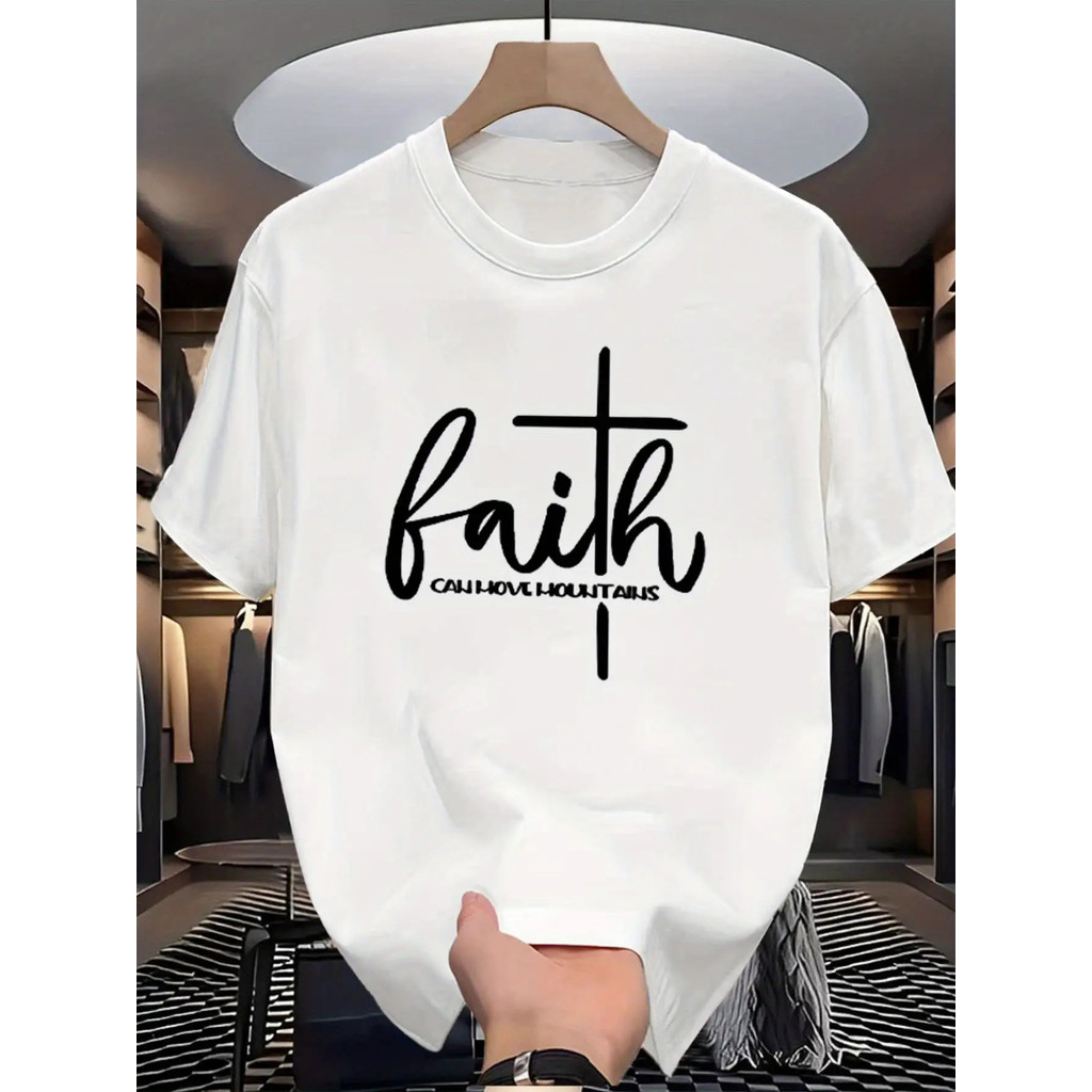 Jual Kaos Grafis Putih Pria dengan Huruf Hitam & Cetakan Ayat Alkitab ...