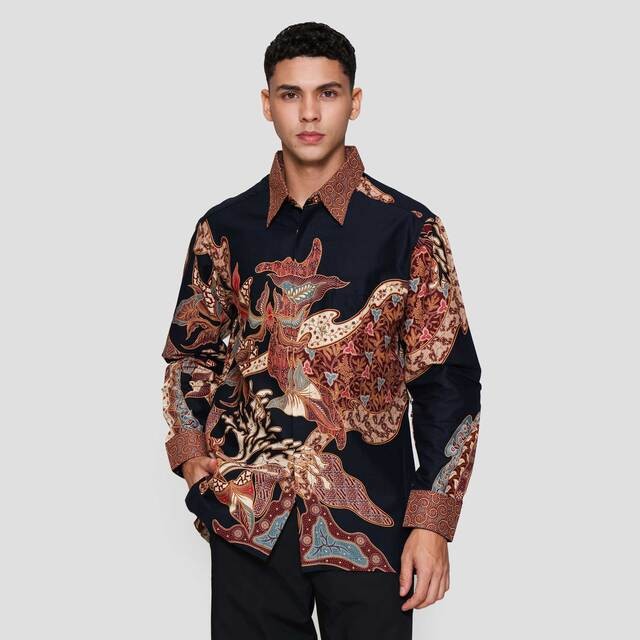 Jual Arjuna Weda Body Fit Print Daun Kemeja Batik Pria 123174799 ...