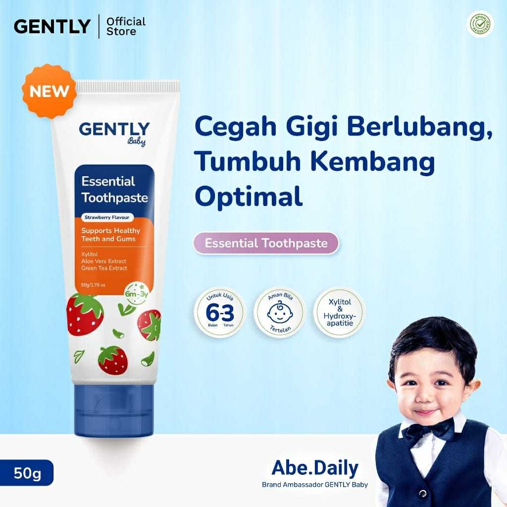 Jual GENTLY-BABY ESSENTIAL TOOTHPASTE-STRAWBERRY FLAVOUR | Shopee Indonesia