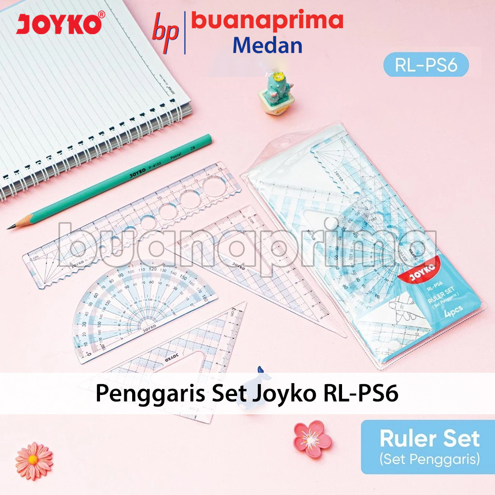 Jual Penggaris Set Joyko RL-PS6 Rol Busur Segitiga 4 Pcs Per Set ...
