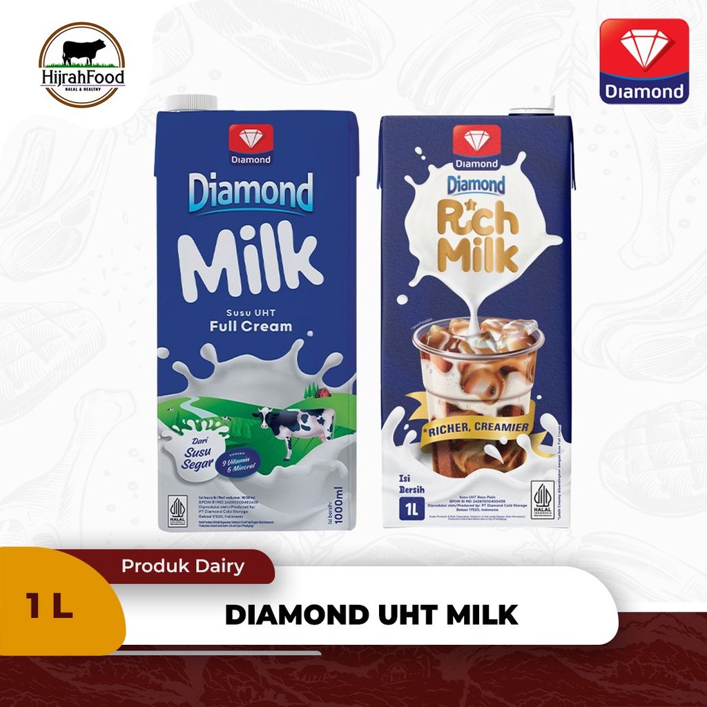 Jual Diamond Susu UHT | UHT Milk Full Cream / Rich Milk - 1 Liter ...
