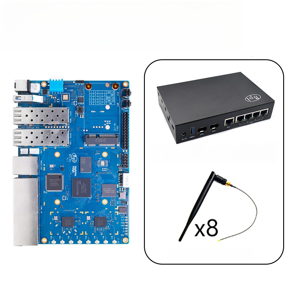 Jual Banana Pi BPI-R3 Set MediaTek MT7986 2G DDR4 RAM 8G eMMC Flash 5 ...