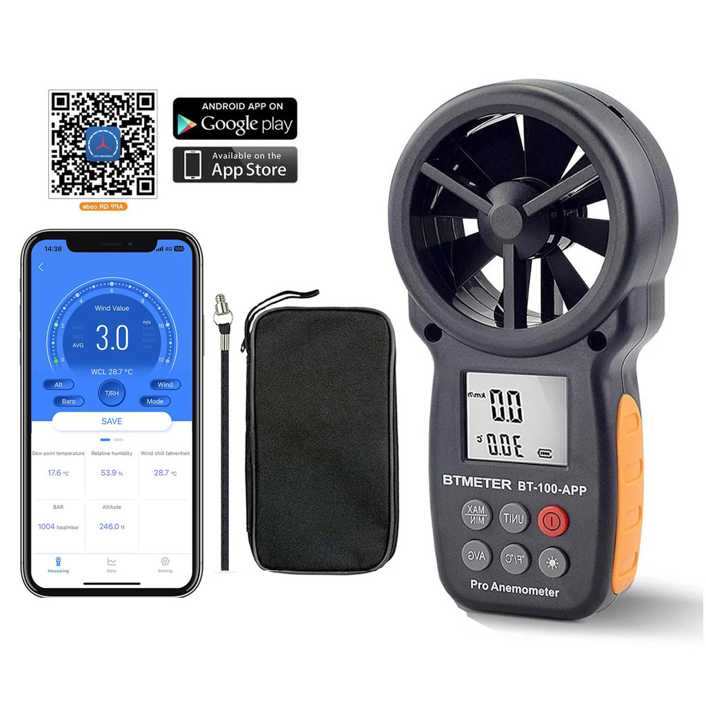 Jual BTMETER BT-100-APP,Digital Anemometer Tester With Mobile APP Wind ...