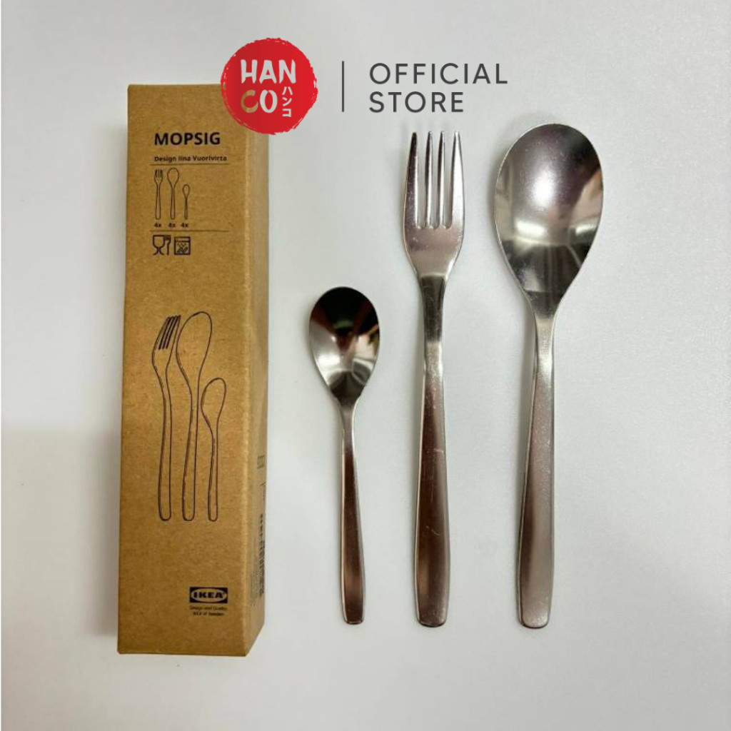 Jual EXCLUSIVE IKEA MOPSIG Peralatan makan set isi 12 Set , Stainless ...