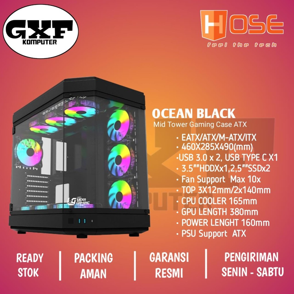 Jual Casing Hose Ocean - Full Tower - Tempered Glass side Left & Front ...