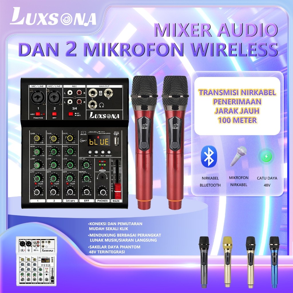 Jual LUXSONA profesional Mixer 4 chanel/99DSP mixer audio/ 6 chanel ...
