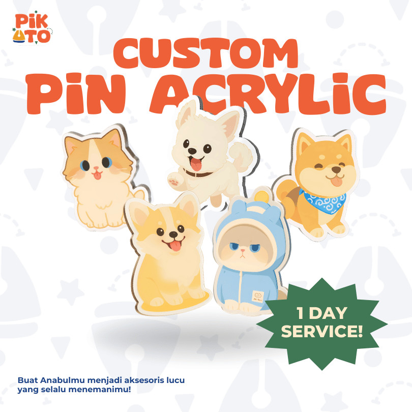 Jual PIKATO Custom Pin Akrilik Cat Dog Karakter Hewan Peliharaan Cute ...