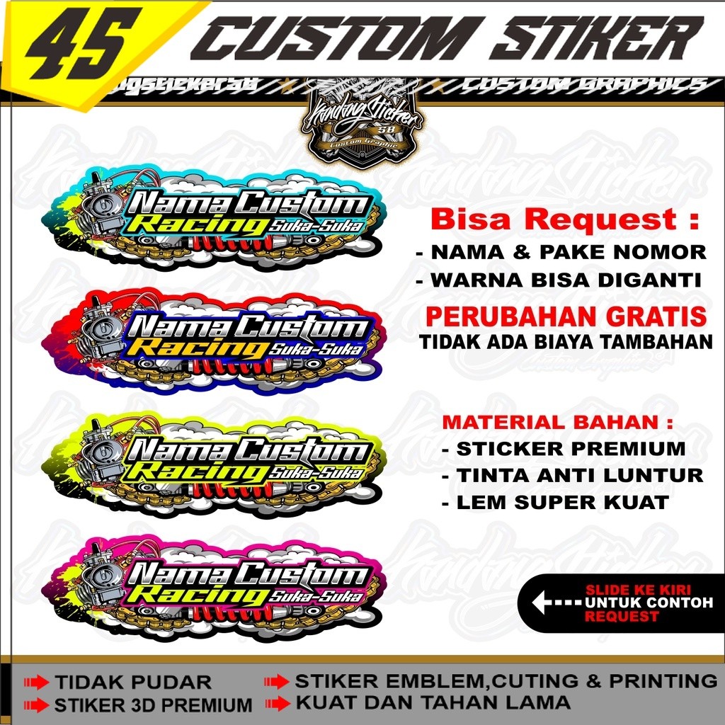 Jual Stiker Racing Custom Satuan Nama Suka Suka Sticker Custom Stiker ...