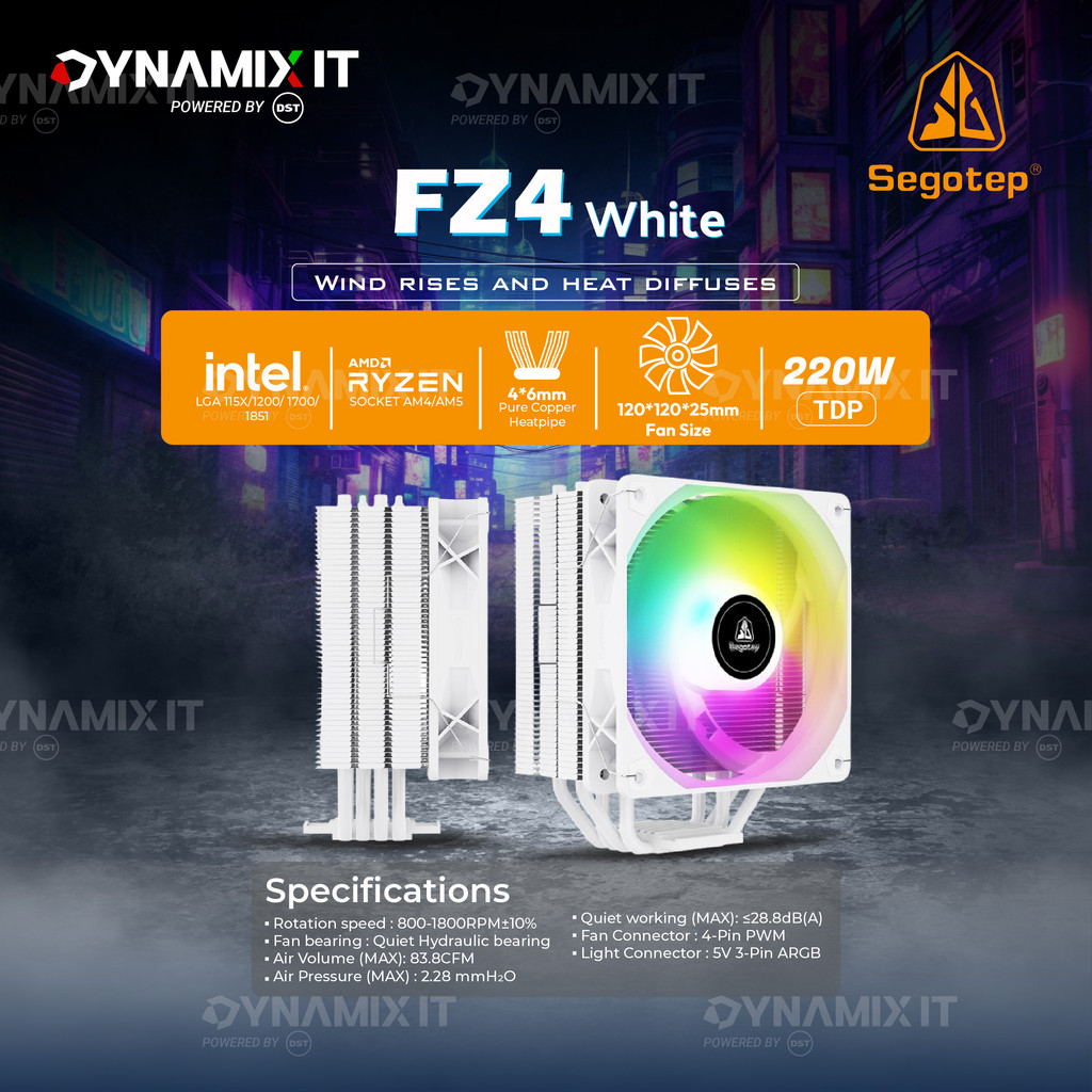 Jual Segotep FZ4 Single Tower 4Heatpipe ARGB Air Cooler | Intel/AMD ...