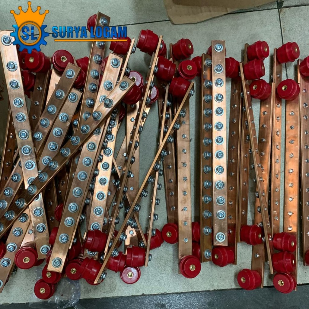 Jual busbar tembaga custom 3mm x 20mm x 300mm 15 lubang - busbar nol ...
