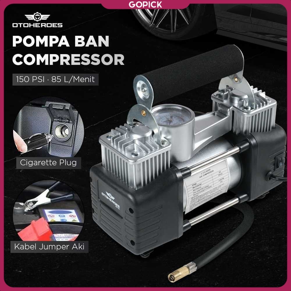 Jual OTOHEROES Pompa Ban Compressor Double Cylinder 12V 150 PSI - 628 ...
