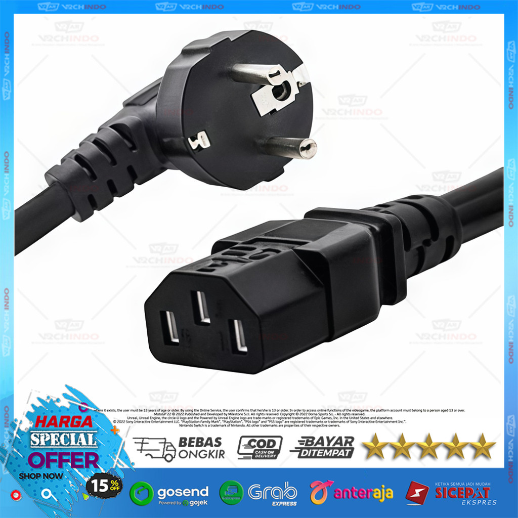Jual Kabel Power Supply PC 5M / Kabel Power 3 Hole Komputer CPU UPS ...