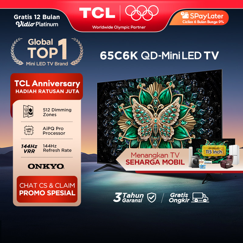Jual TCL 65 Inch QD-Mini LED TV C6K - Halo Terminator - Onkyo 2.1 - 144Hz - HVA Panel - Energy ...