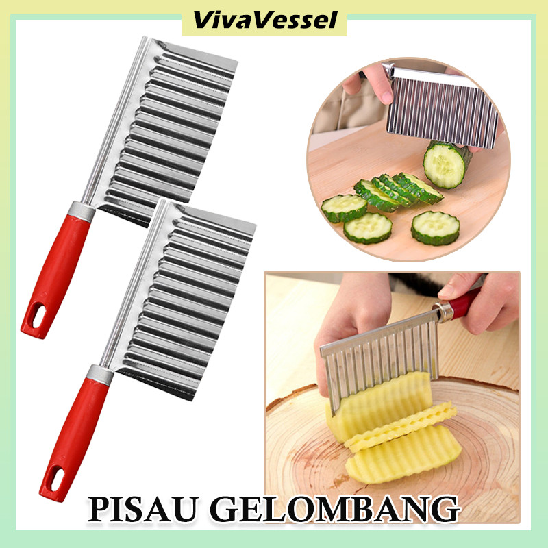 Jual 4PCS Pisau Gelombang Stainless/Pisau Irisan Acar/Pisau Kentang ...