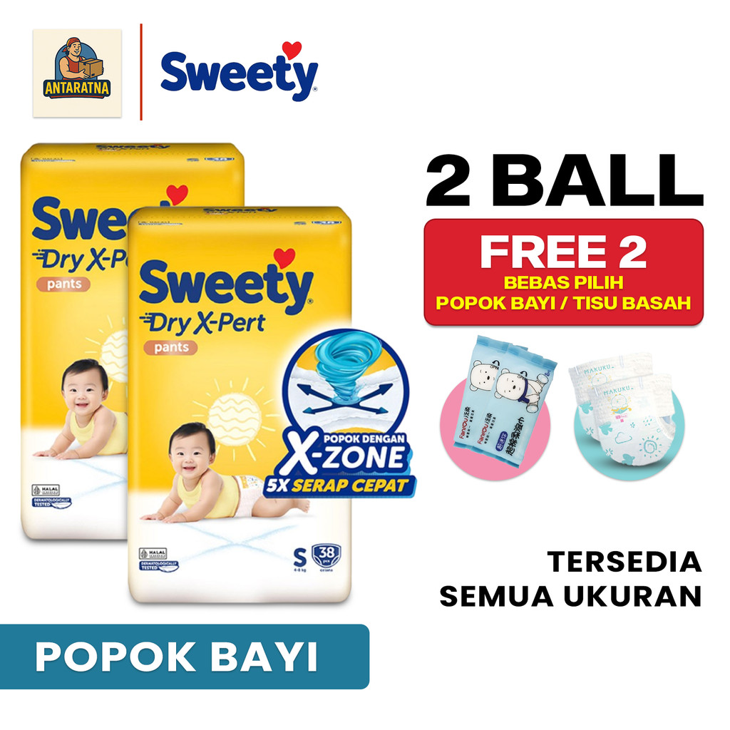Jual Sweety Dry Xpert Popok Bayi 2 Ball Gratis 2 Perekat & Celana Size ...