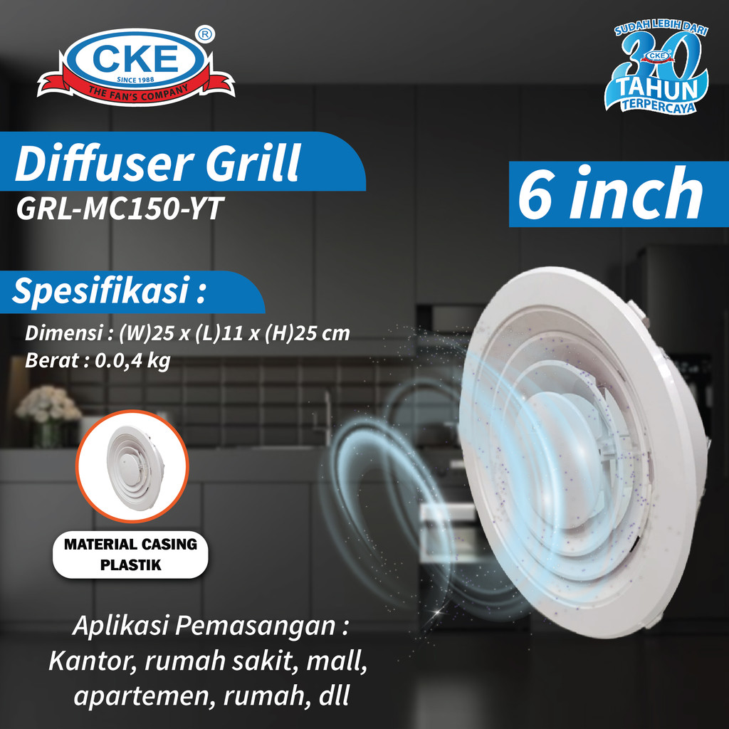 Jual Grill Round diffuser 6 inch Putih Grill Plafon AC Ducting | Shopee ...