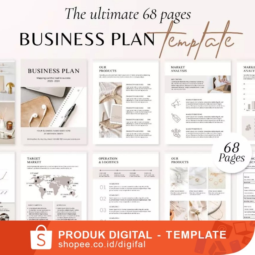 Jual Business Plan Template Printable - Small Business Planner - Start ...