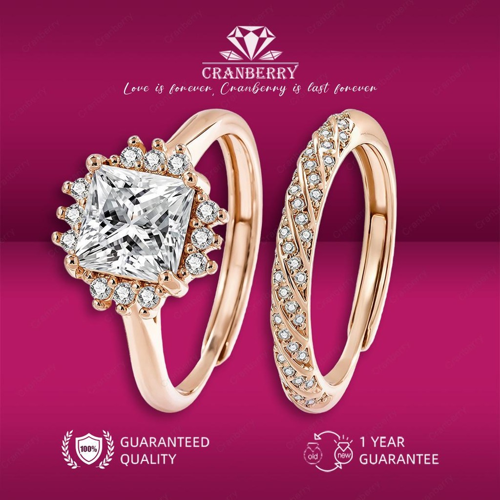 Jual Set Cincin Double Wanita Cranberry Jewelry Premium Lapis Emas 18k ...